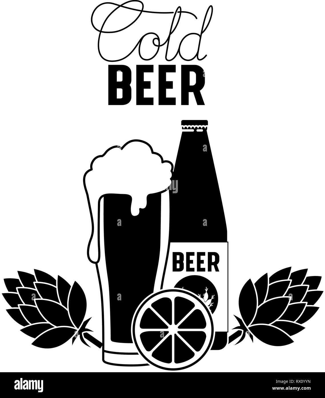 cold beer label isolated icon Stock Vector Image & Art - Alamy