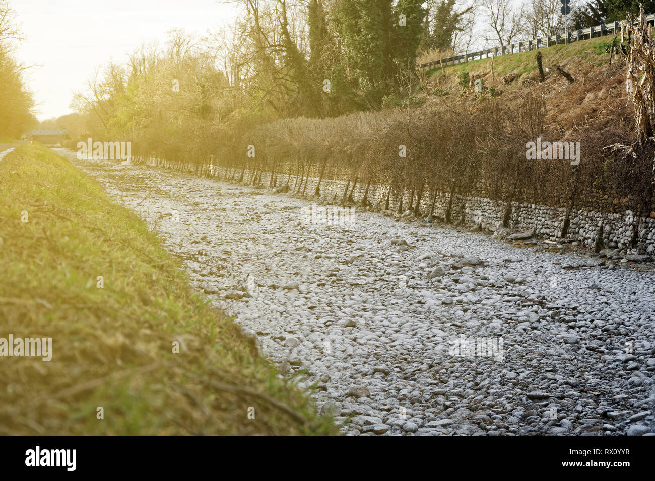 Drought water canal caused by natural disasters in the dry season Stock ...