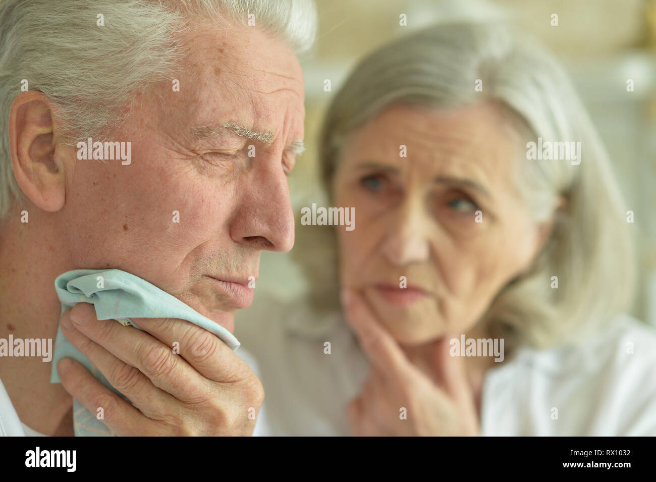 Sad woman holding handkerchief hi-res stock photography and images - Alamy