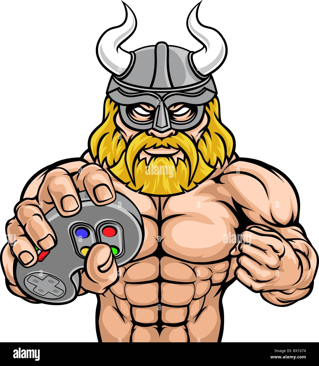 Viking Gamer Gladiator Warrior Controller Mascot Stock Vector Image ...