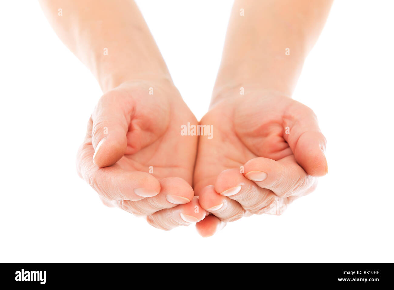 Giving hands isolated on white background Stock Photo - Alamy