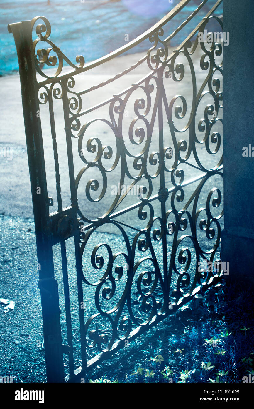 Open Driveway Gate Stock Photo - Alamy