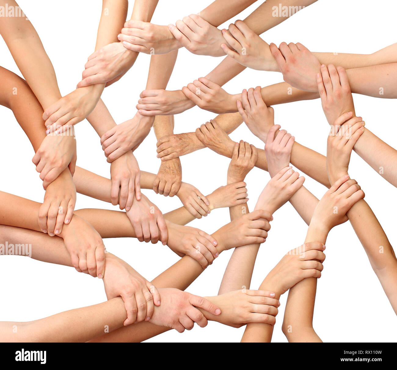 Ring of many hands team Stock Photo - Alamy