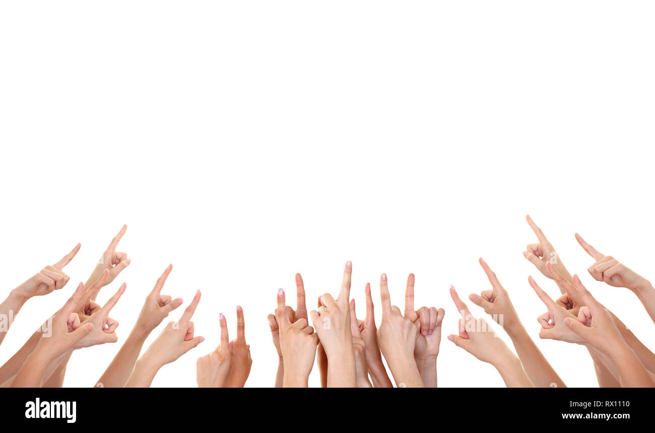 Hands showing product isolated Stock Photo - Alamy