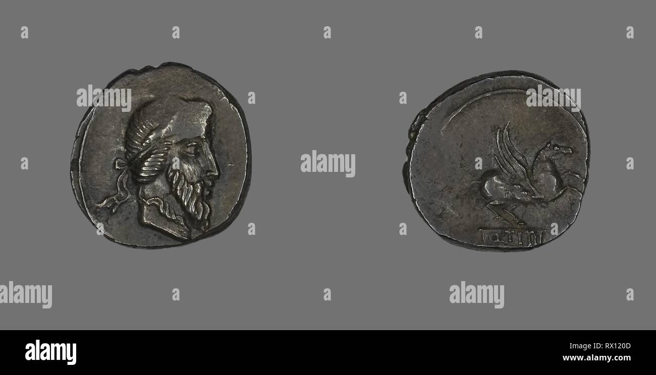 Denarius (Coin) Depicting a Bearded Man. Roman. Date: 90 BC. Dimensions ...