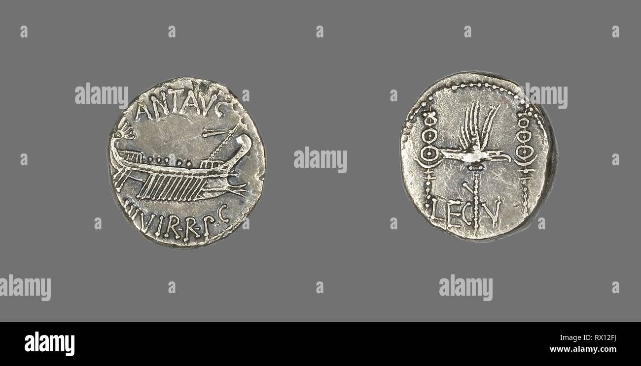 Denarius (Coin) Depicting a Galley. Roman. Date: 32 BC-31 BC ...