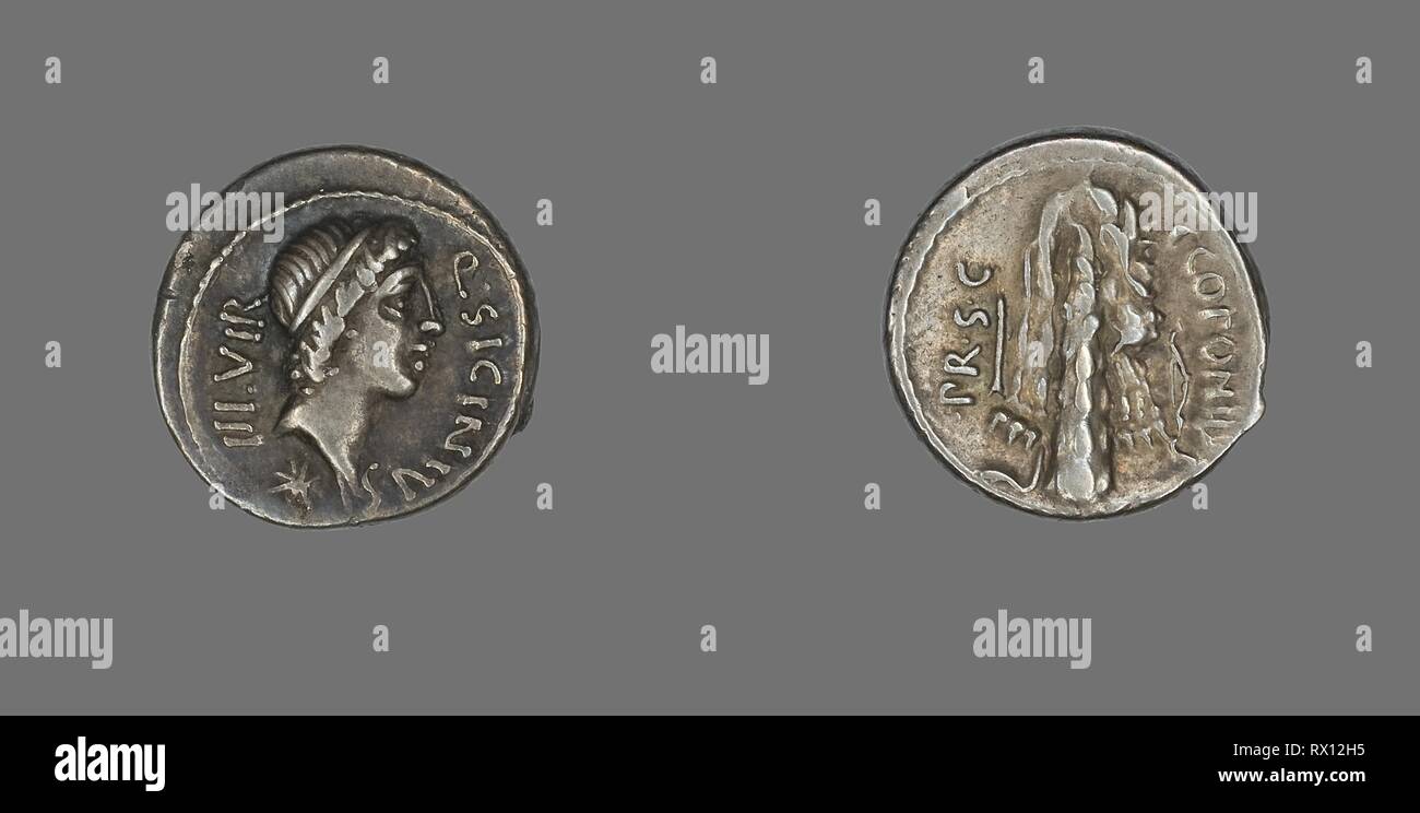 Denarius (Coin) Depicting the God Apollo. Roman. Date: 49 BC-48 BC ...