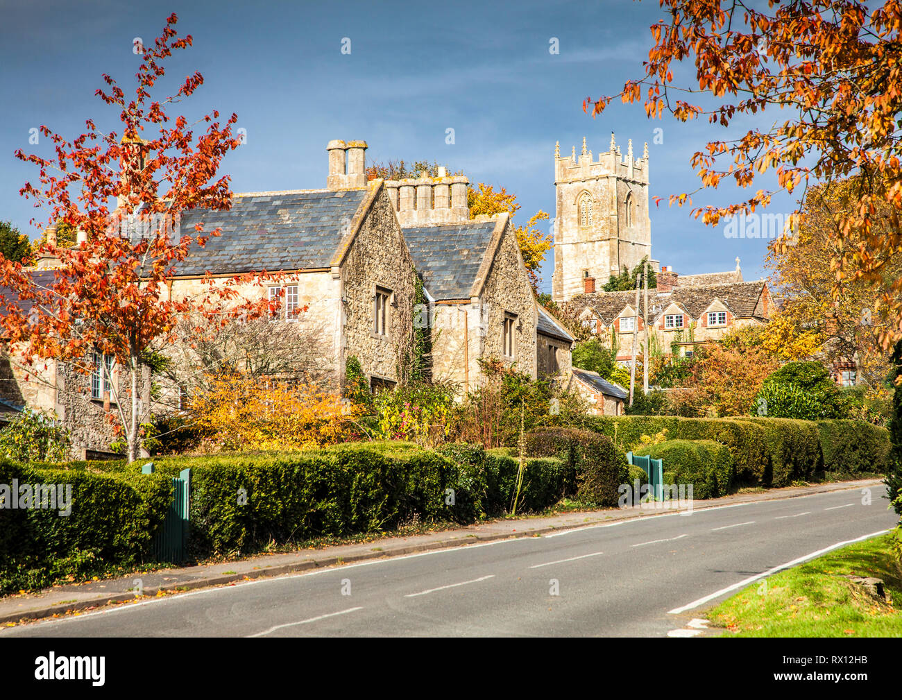 Autumn in the Cotswold village of Coleshill in Gloucestershire, England ...