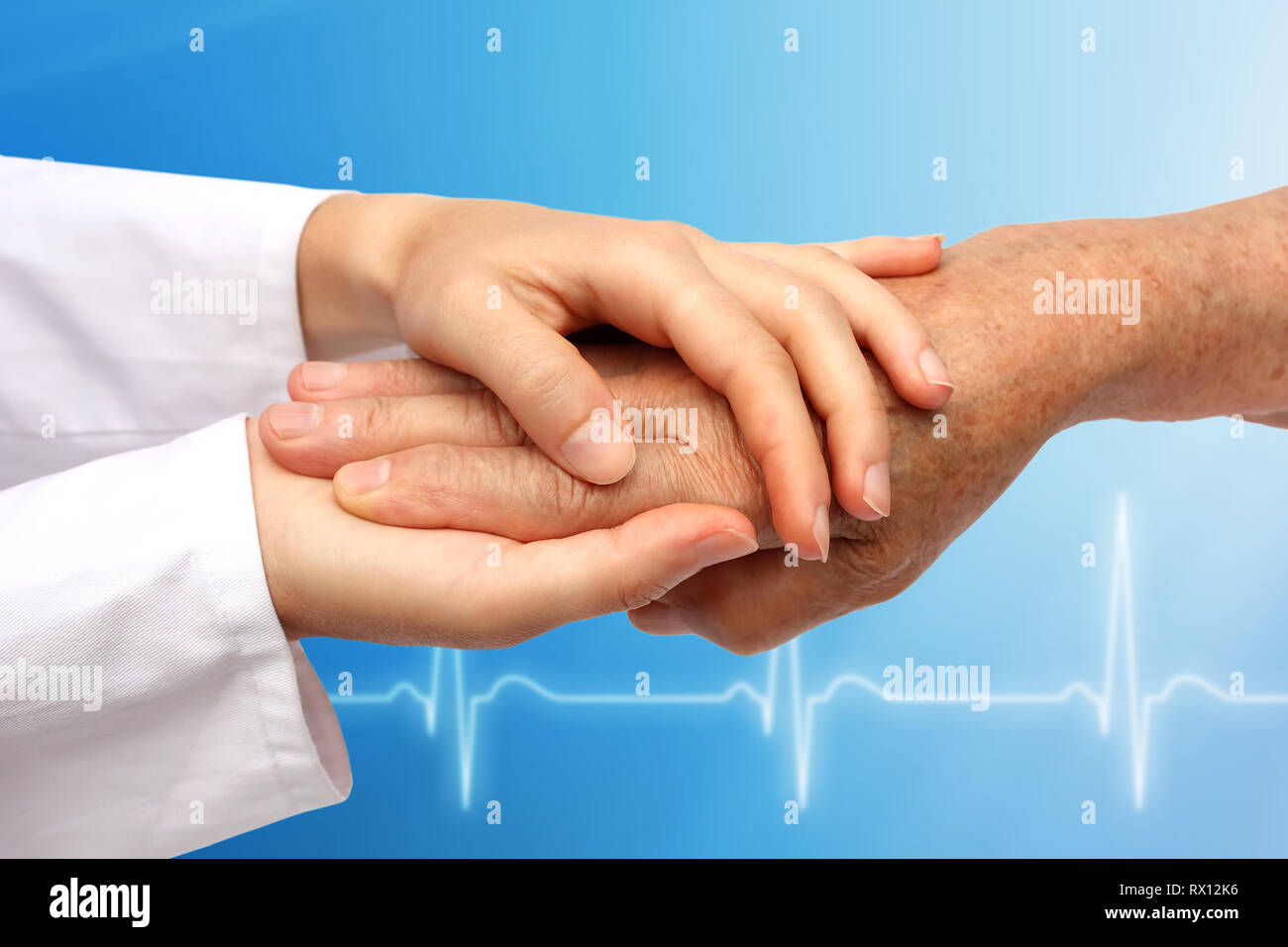 Hand with medical background Stock Photo - Alamy
