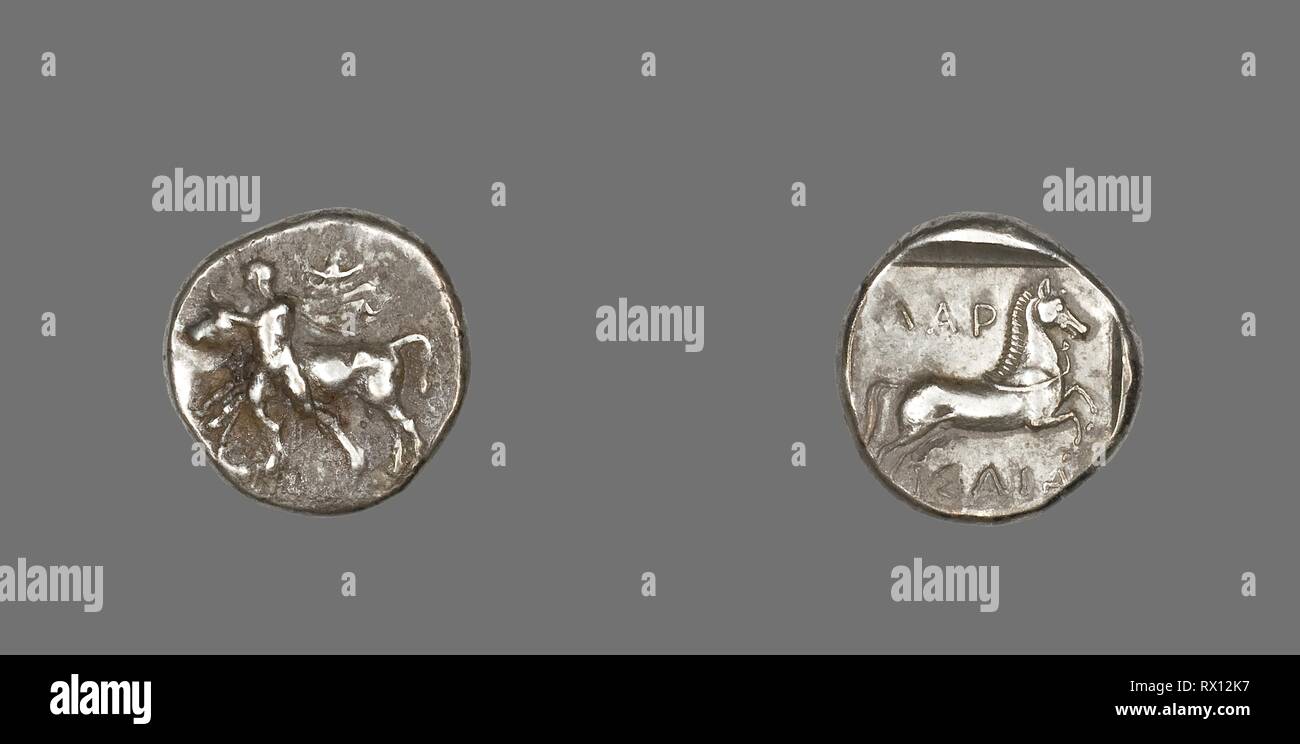 Drachm (Coin) Depicting Thessalos Holding a Bull. Greek. Date: 435 BC ...
