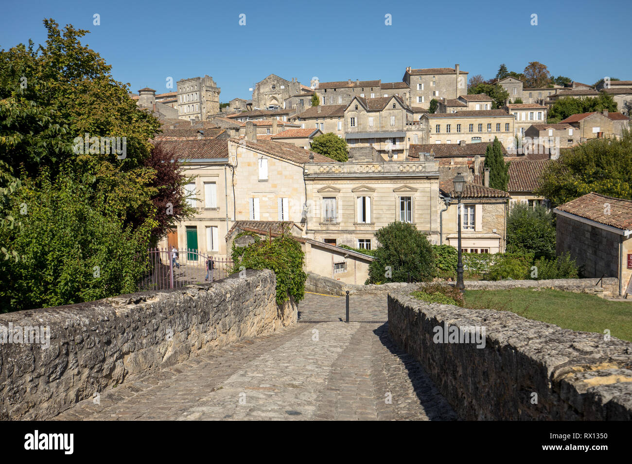 St Emilion, France - September 8, 2018: Panoramic view of St Emilion ...