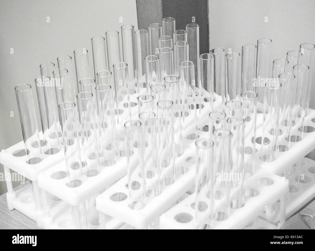 science laboratory test tubes , laboratory equipment on white support ...