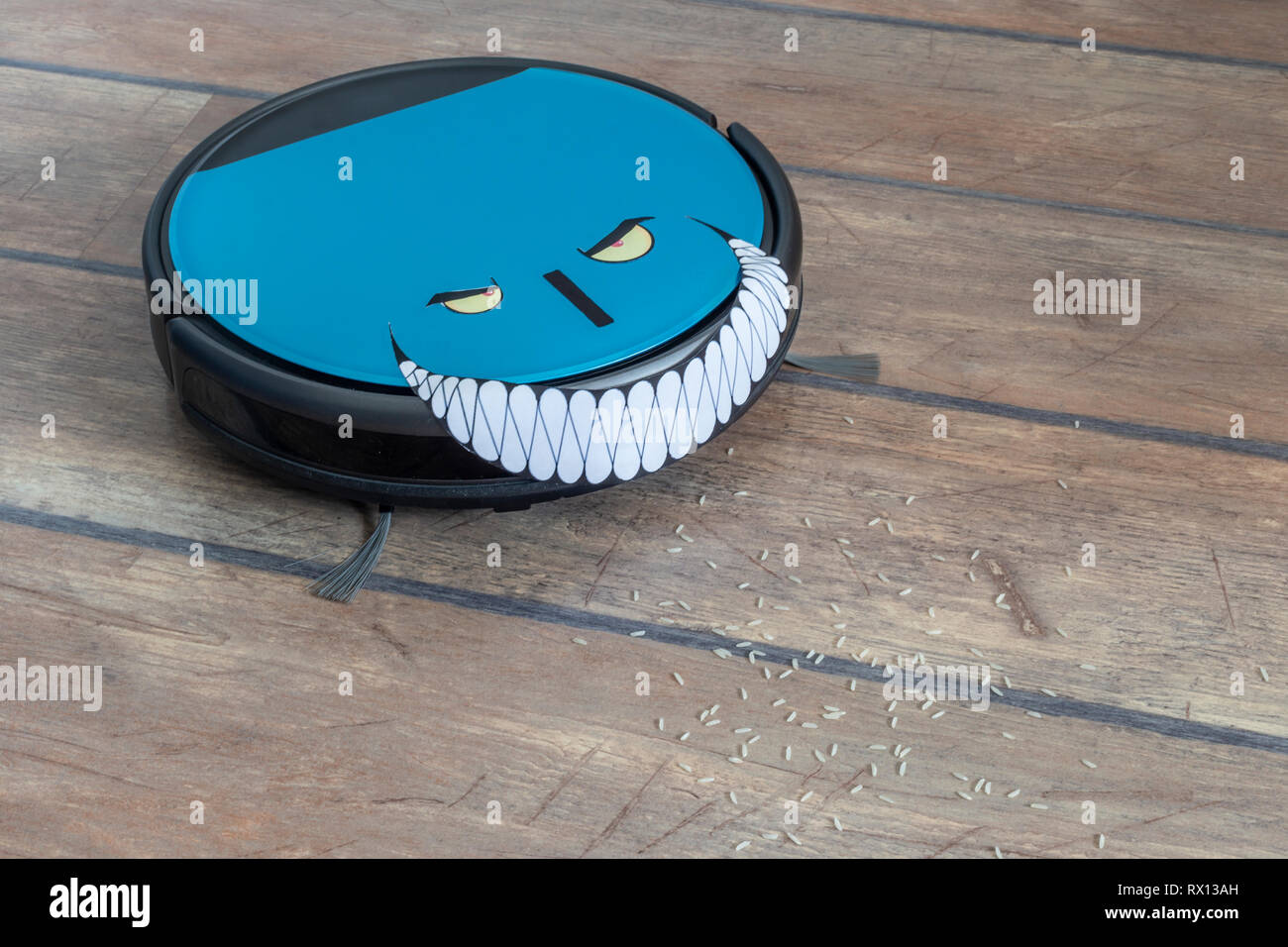 Robots takeover, robots as pets and evil robots concepts. Robot vacuum ...