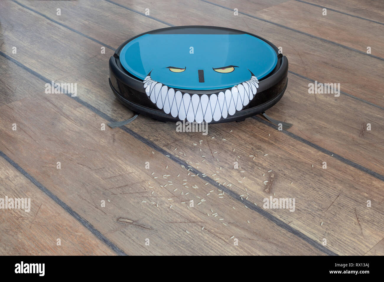 Robots takeover, robots as pets and evil robots concepts. Robot vacuum ...