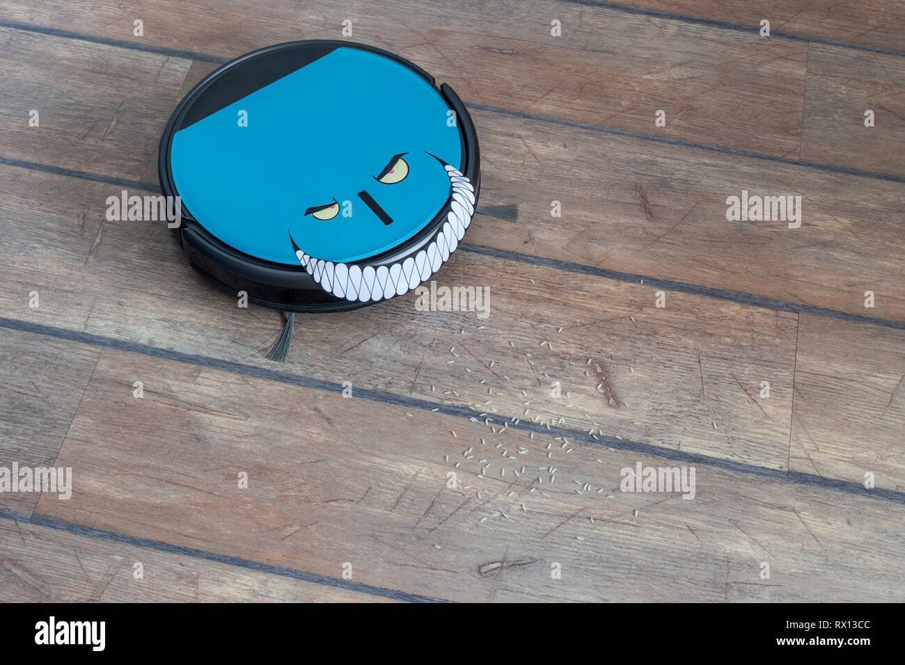 Robots takeover, robots as pets and evil robots concepts. Robot vacuum ...