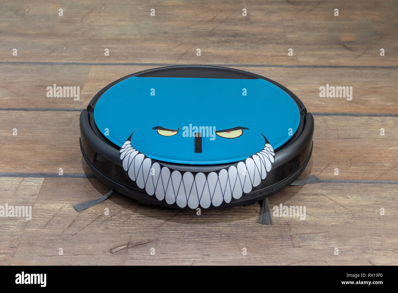 Robots takeover, robots as pets and evil robots concepts. Robot vacuum ...