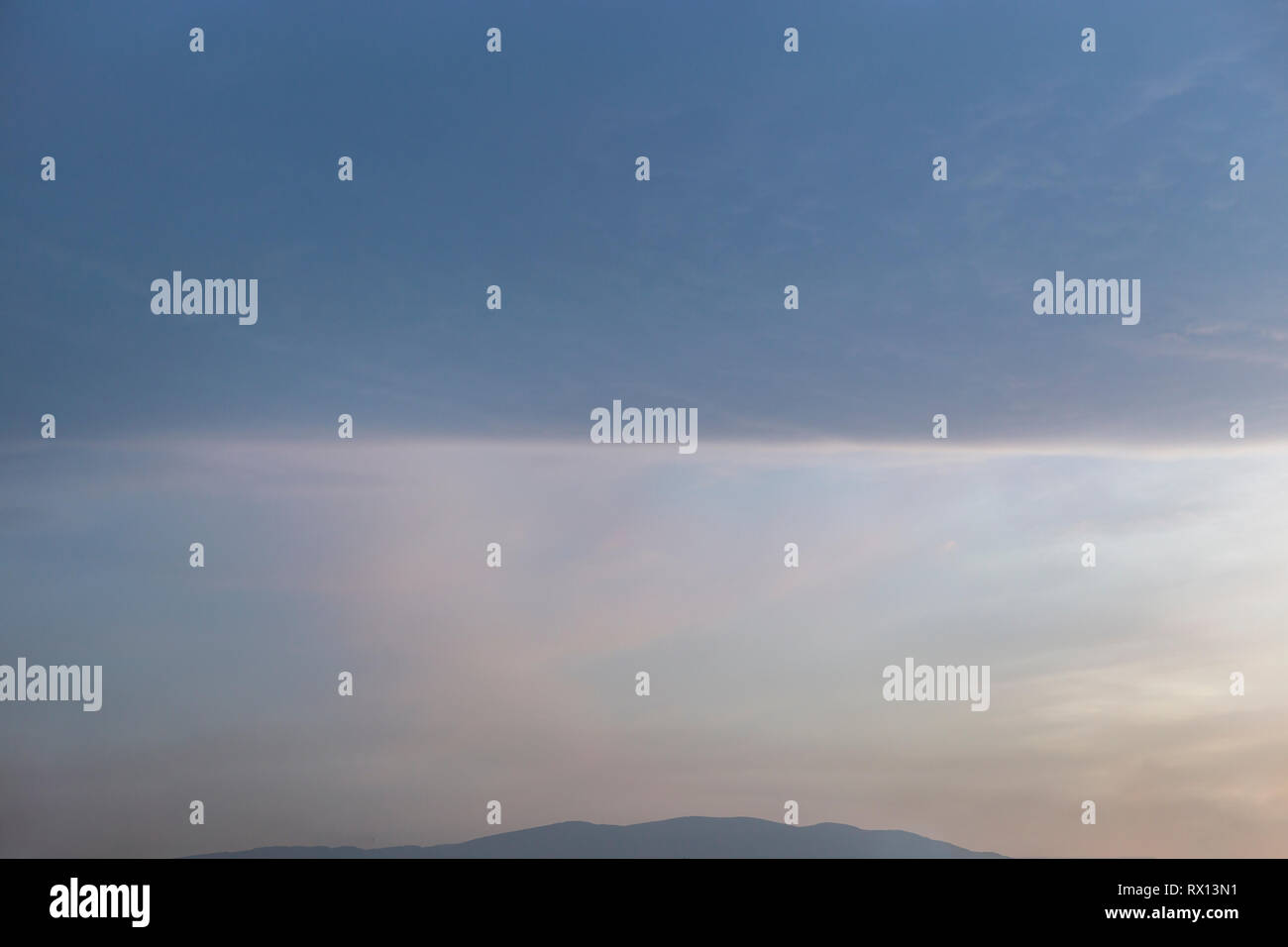 Straight line cloud spliting the sky in half. Rectangle square shaped ...