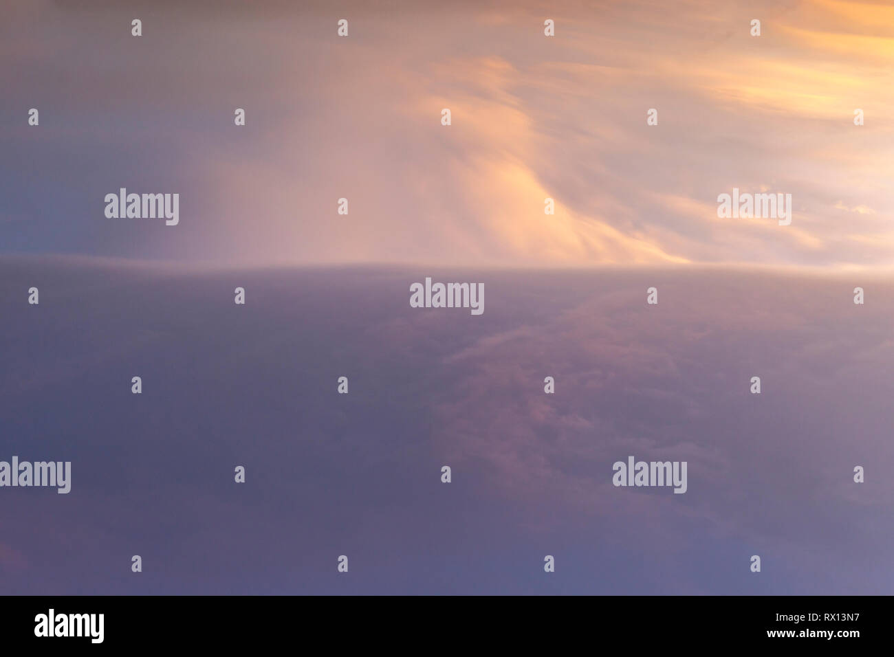 Straight line cloud spliting the sky in half. Rectangle square shaped ...