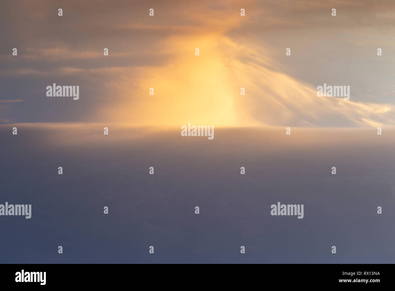 Straight line cloud spliting the sky in half. Rectangle square shaped ...