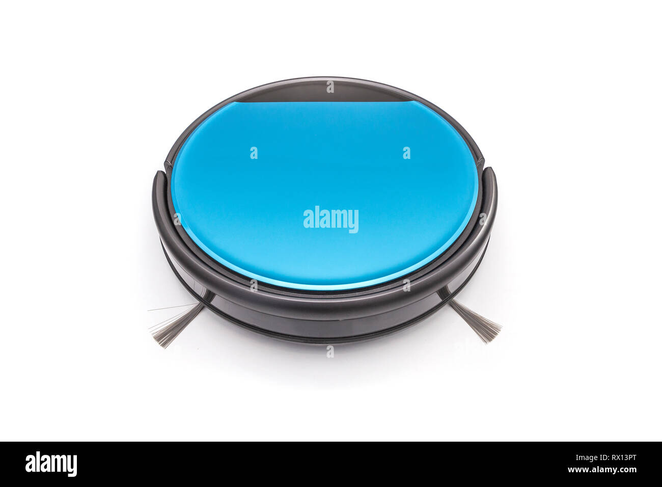 Blue robot vacuum cleaner isolated on white background Stock Photo - Alamy