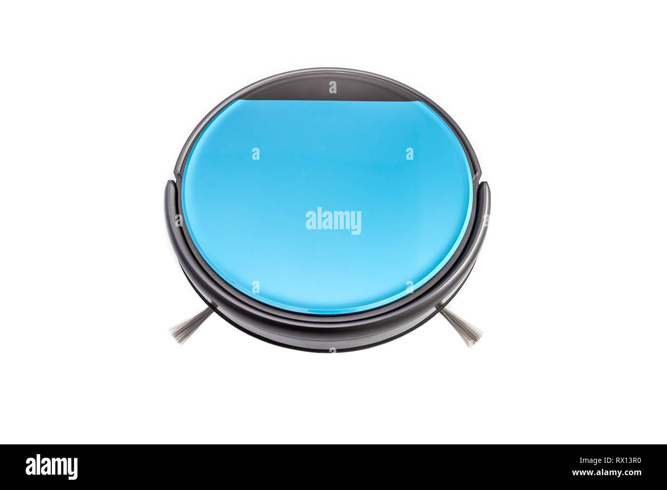 Blue robot vacuum cleaner isolated on white background Stock Photo - Alamy