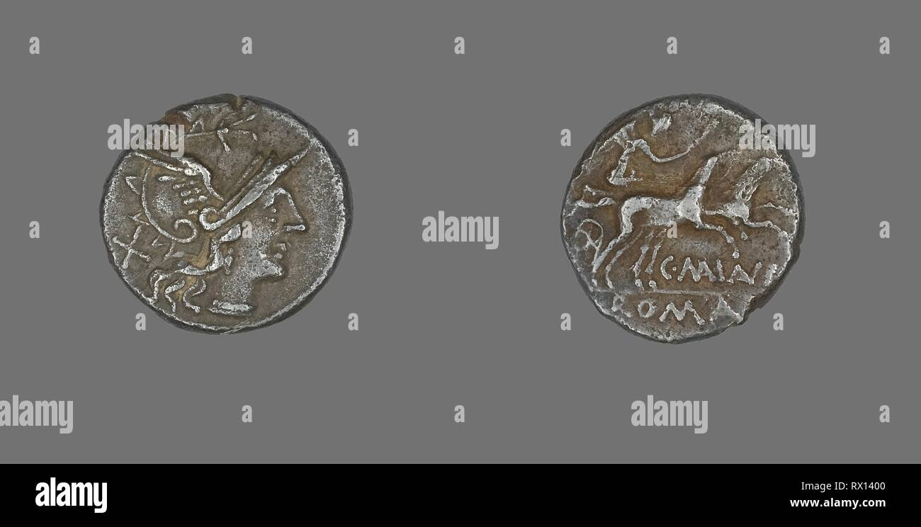 Denarius (Coin) Depicting the Goddess Roma. Roman. Date: 153 BC ...