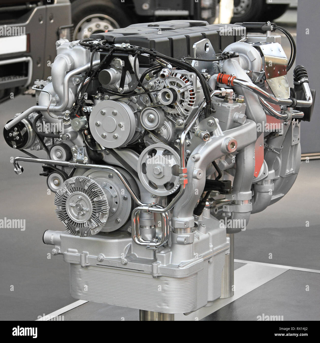 Powerful diesel engine for big trucks transportation hi-res stock ...