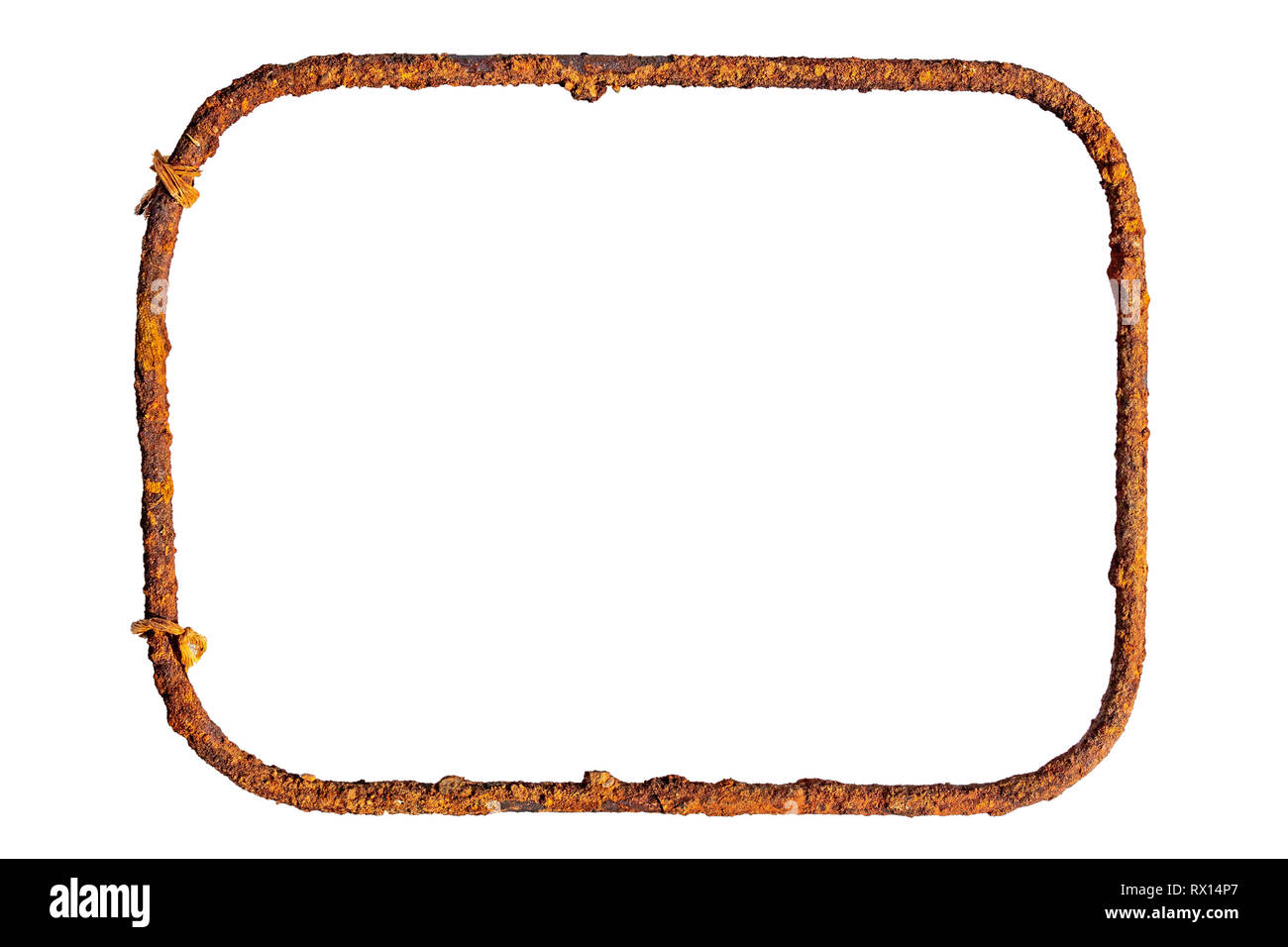 Metal and vintage rusty frame isolated on white background as a mockup ...