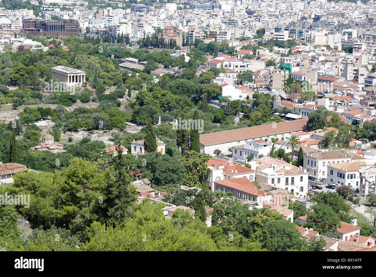 Ancient Agora of Athens and surrounding cityscape buildings from Athens ...