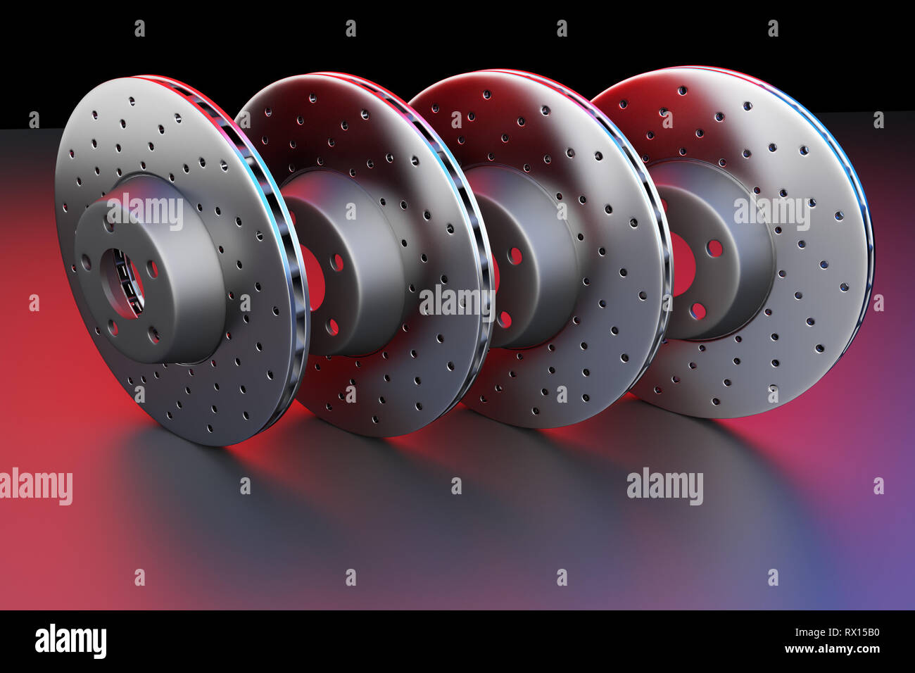3D rendering. Auto spare parts for passenger car, new brake disk on ...