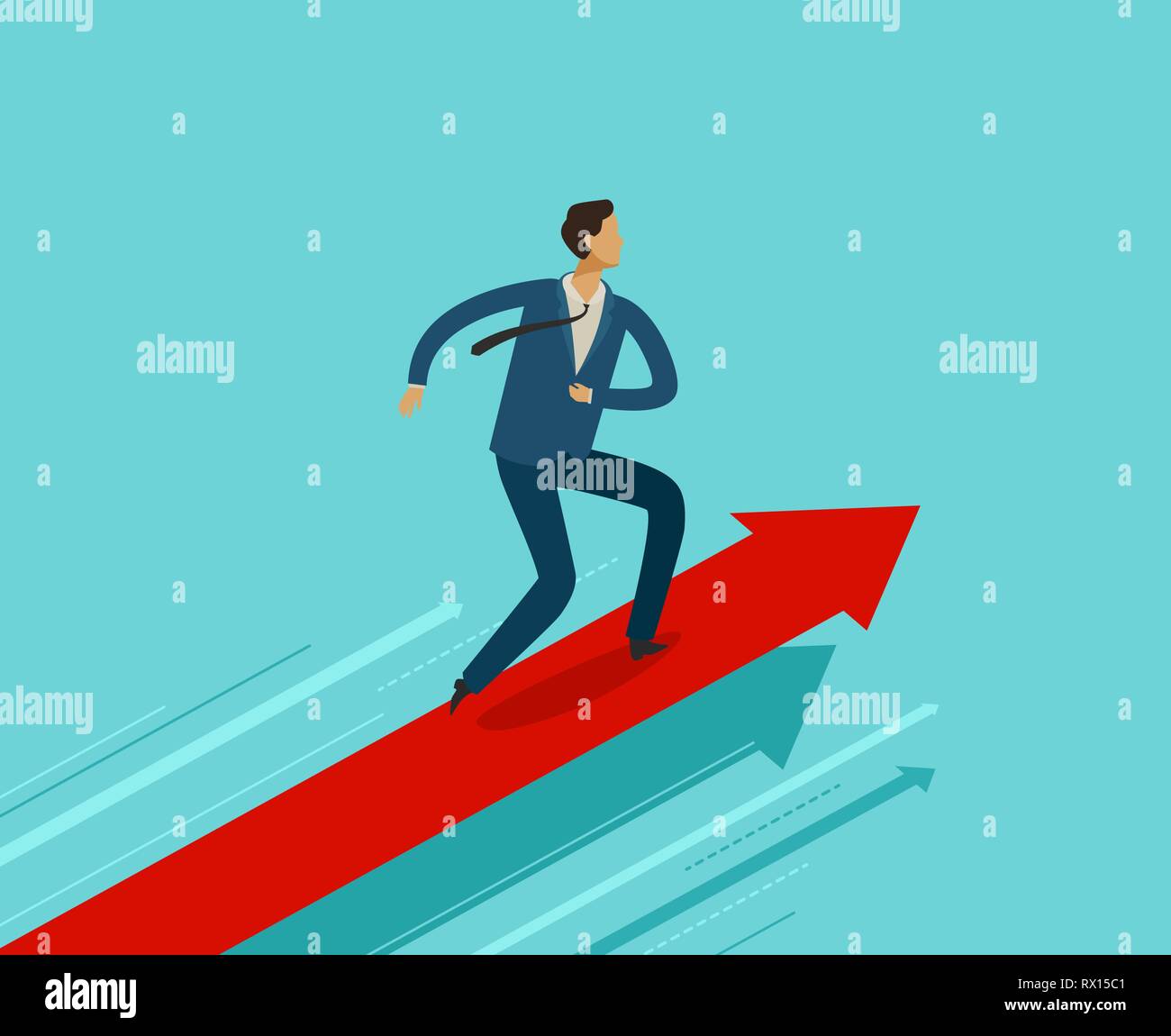 Businessman running on growth graph. Success, achievement, breakthrough ...