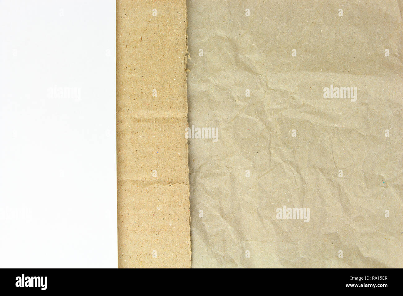 Recycled crumpled paper,carton and white blank papper background Stock ...