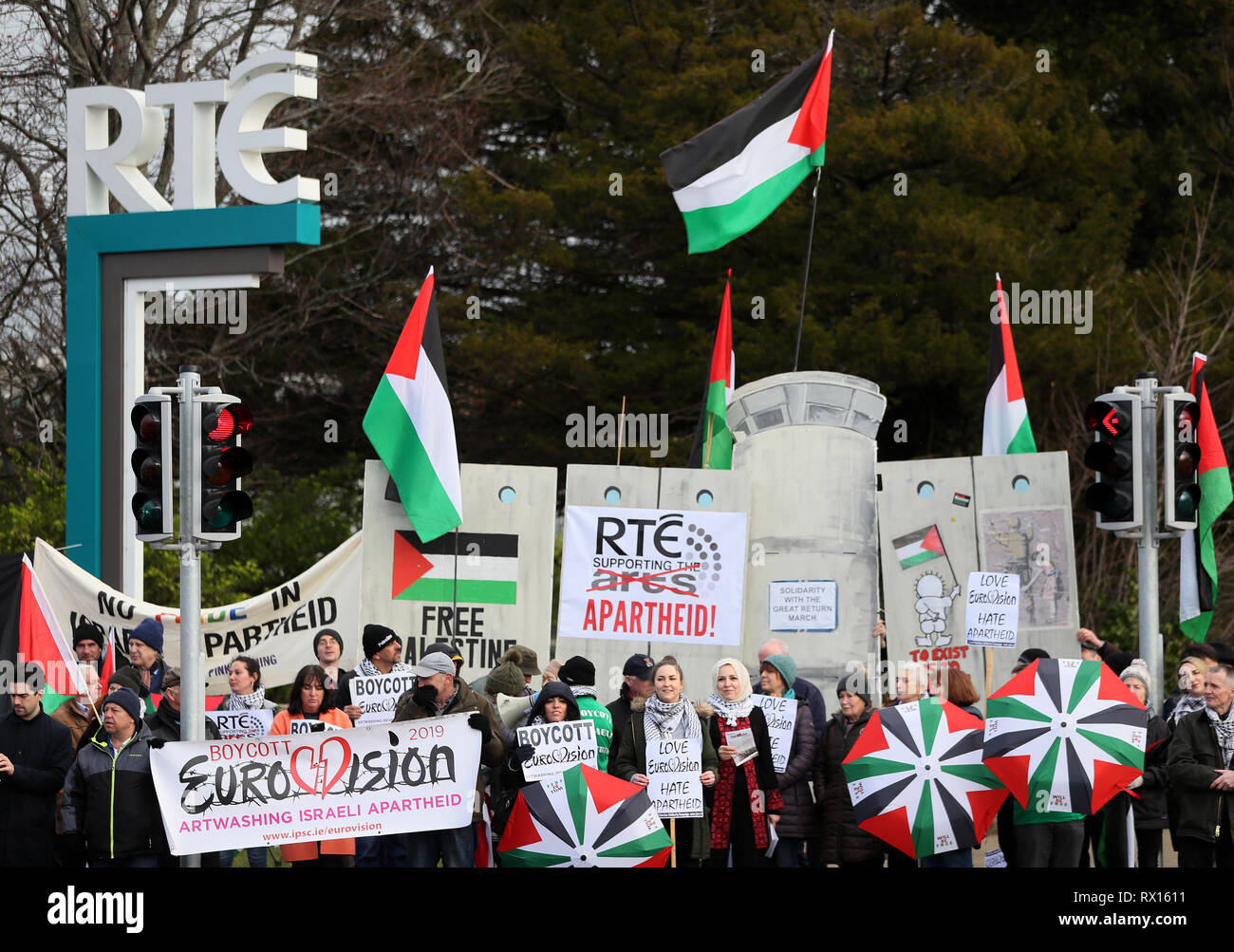 People take part in a Boycott the Eurovision in Israel protest ...