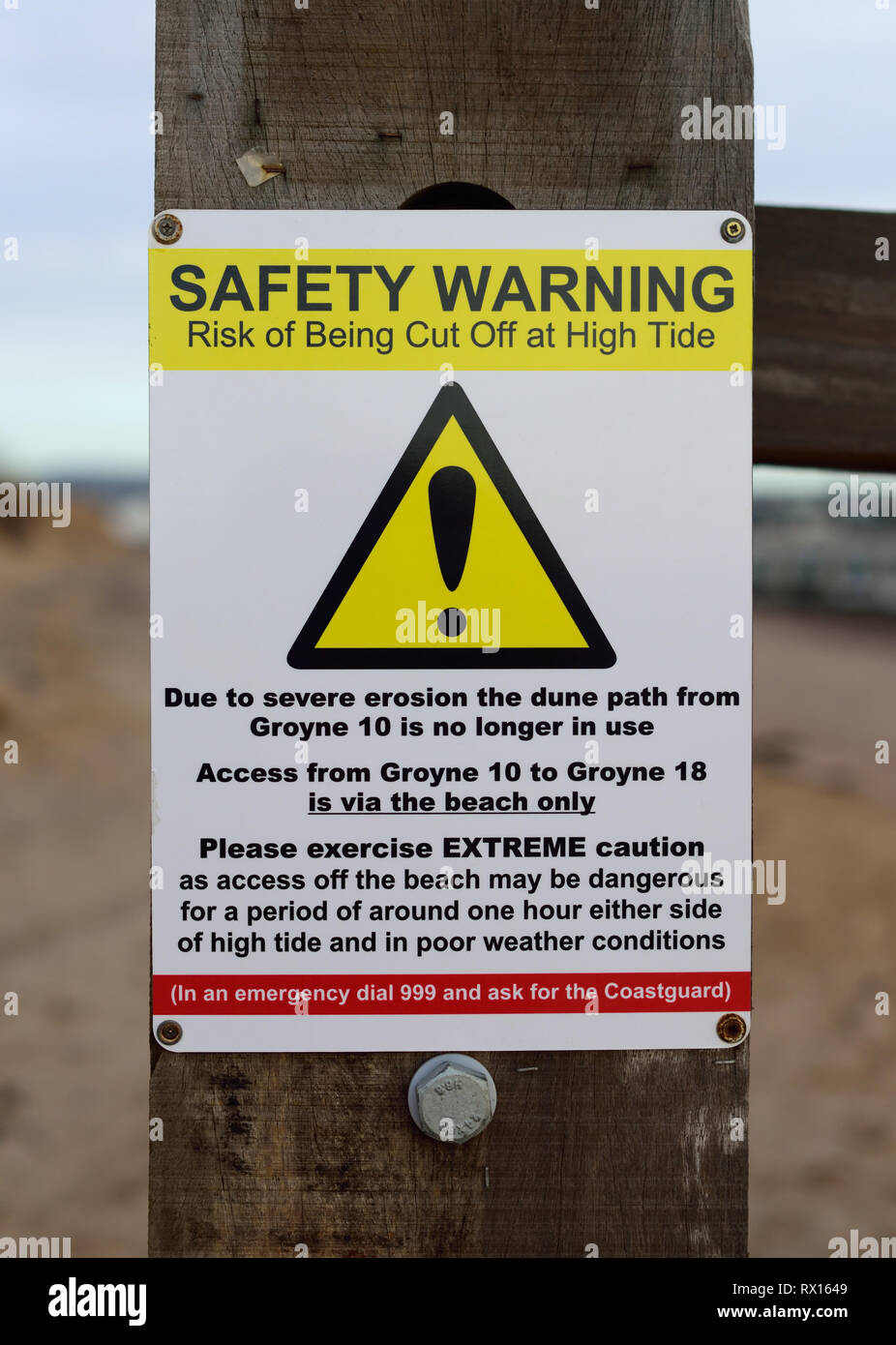 Uk safety signs beach hi-res stock photography and images - Alamy