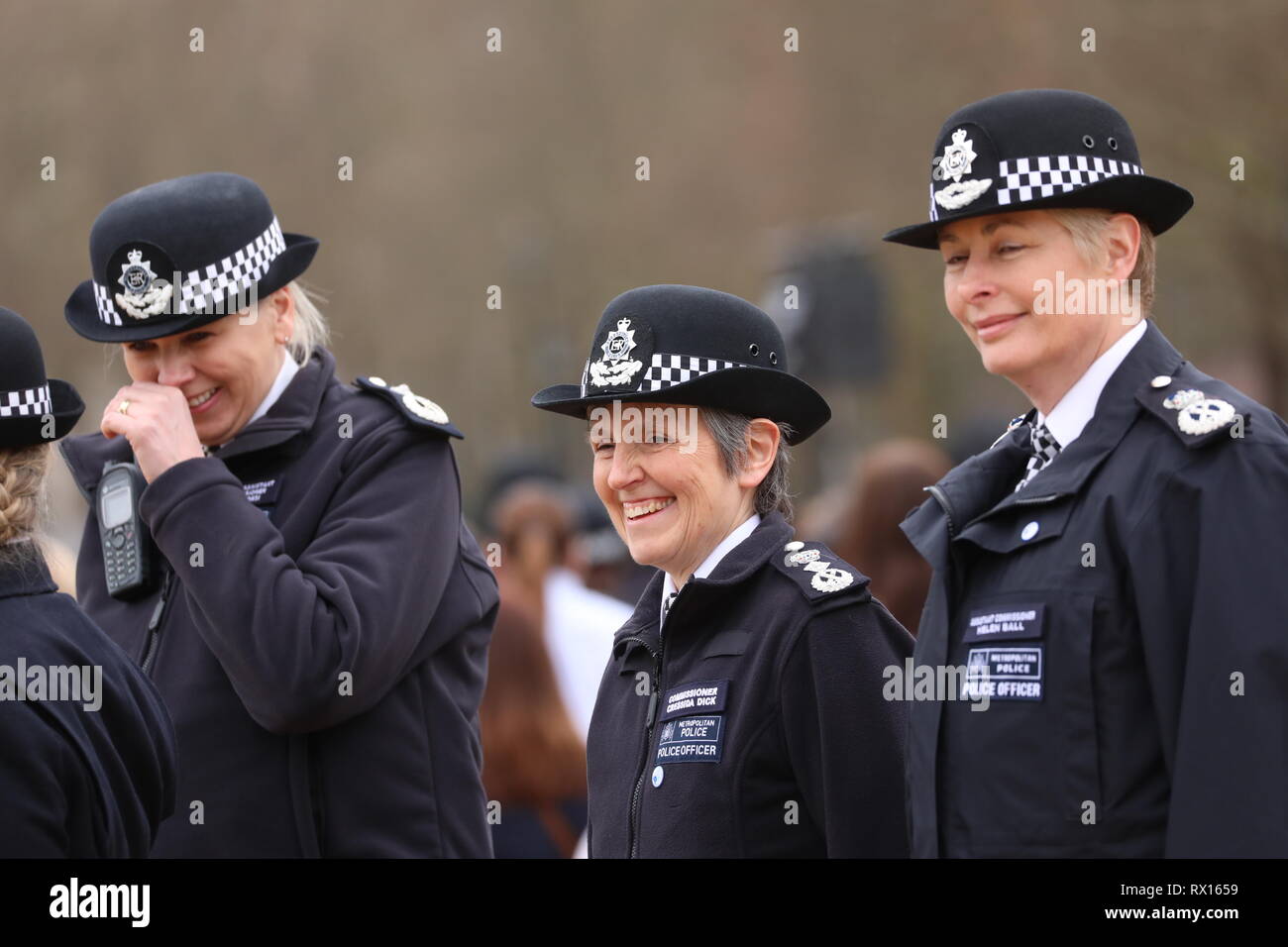 Metropolitan Police Commissioner Cressida Dick (centre) with female ...