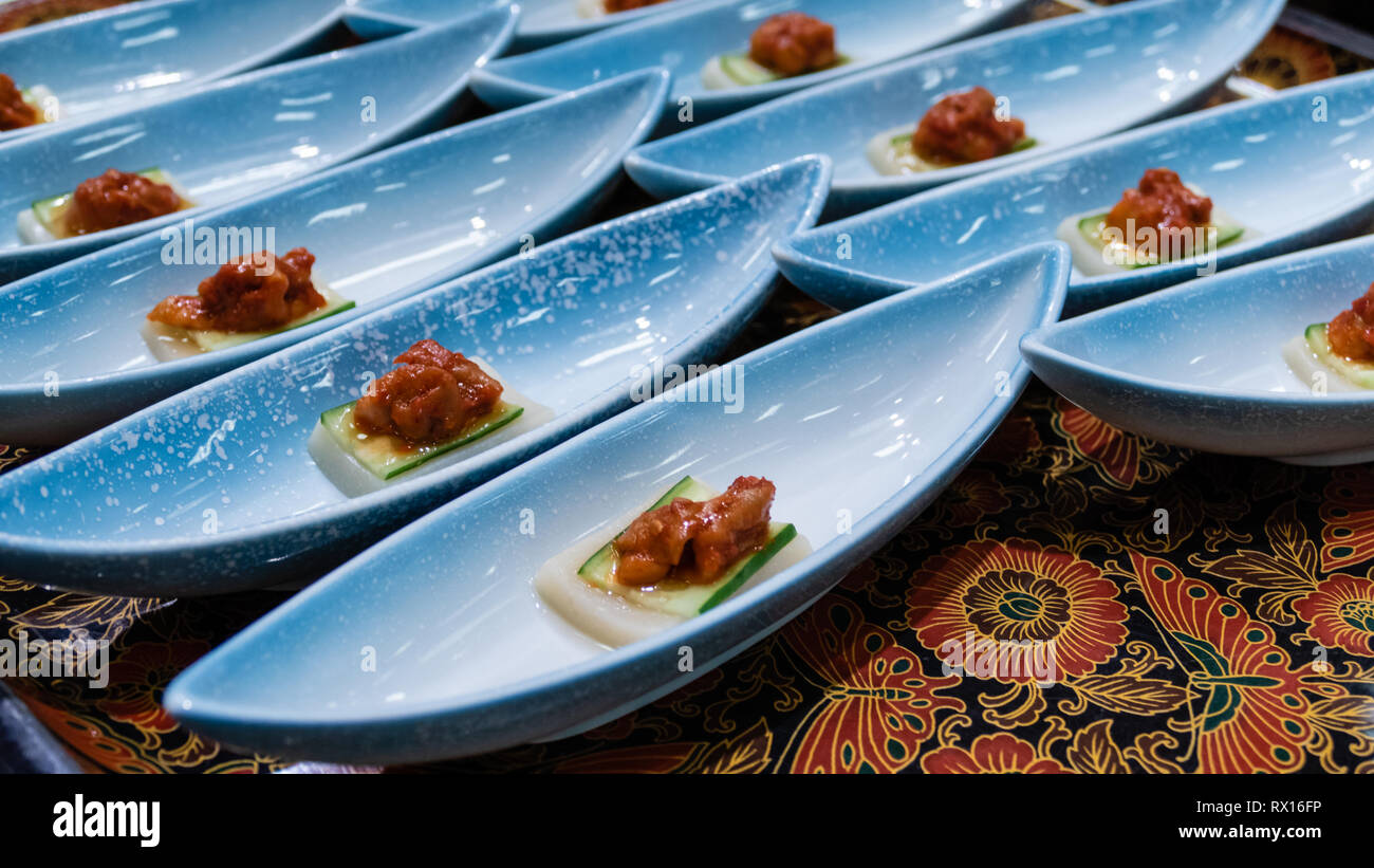 Japanese gourmet cuisine in small plates Stock Photo - Alamy