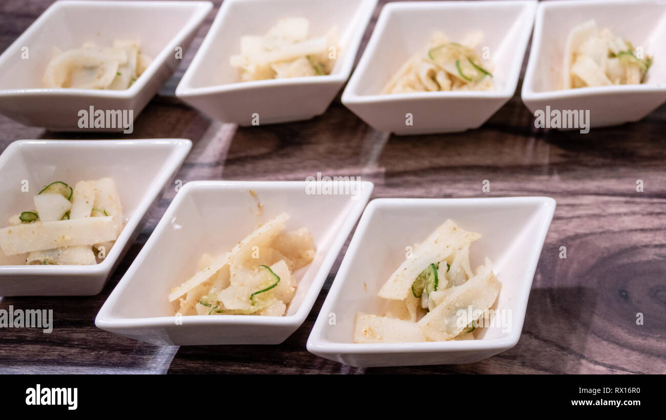 Japanese gourmet cuisine in small plates Stock Photo - Alamy