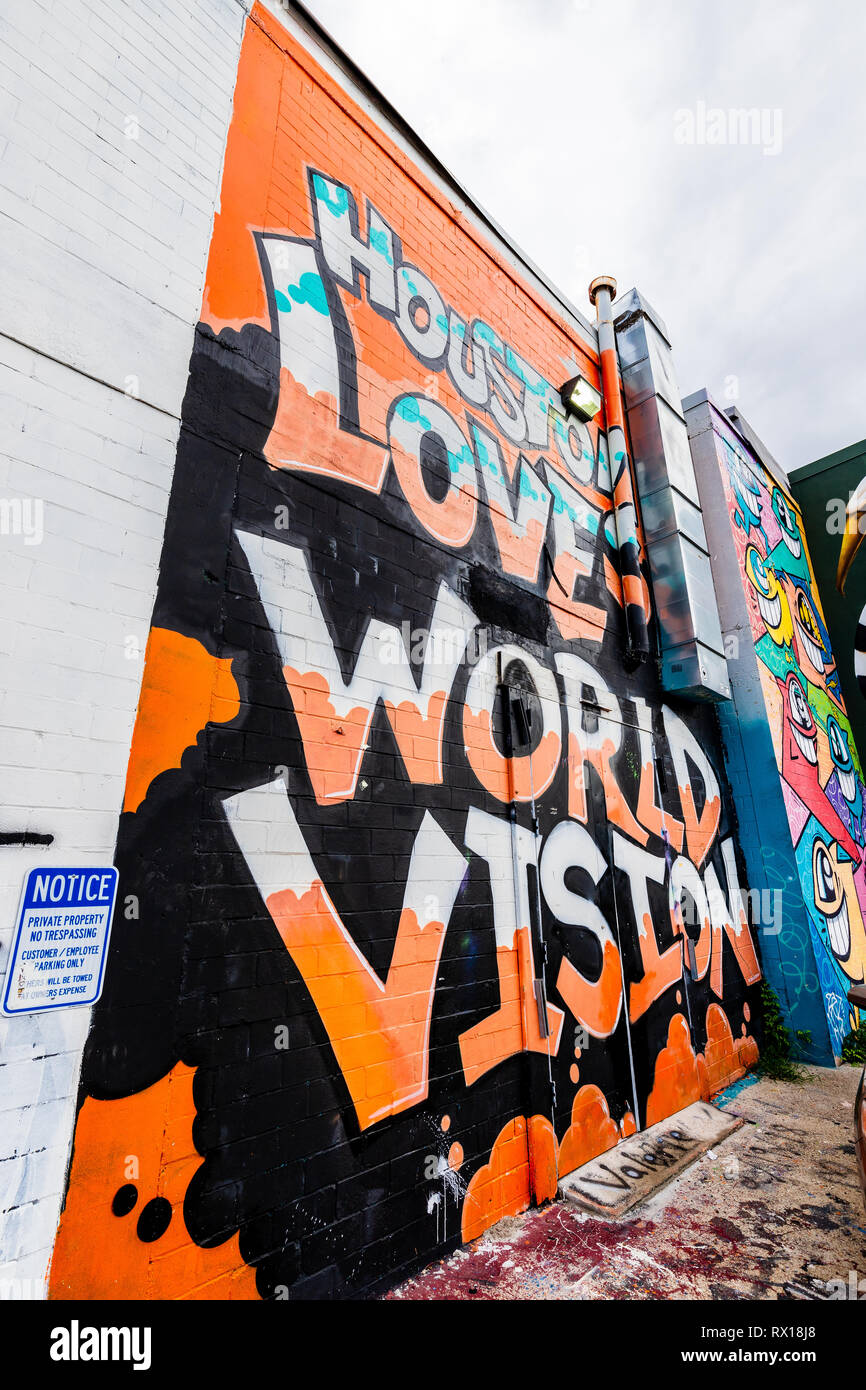Houston Love World Vision graffiti by some talented artists in Downtown ...