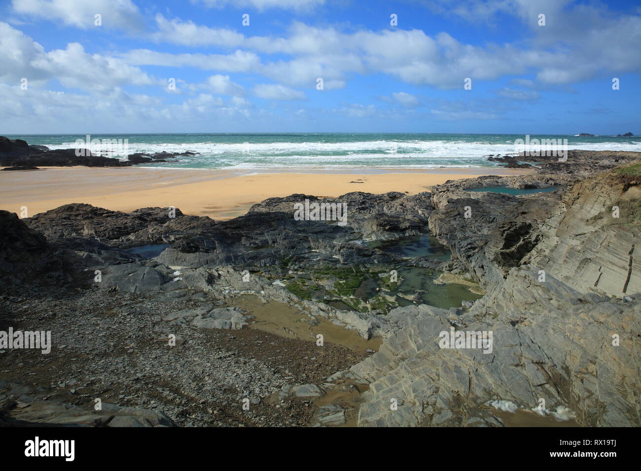Treyarnon bay, North Cornwall, England, UK Stock Photo - Alamy