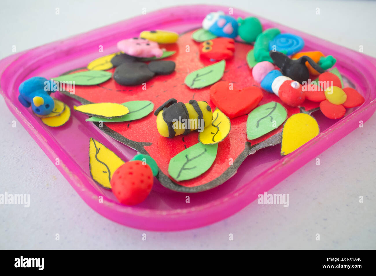 Little animals made with playdough and EVA foam. Manual arts workshop ...