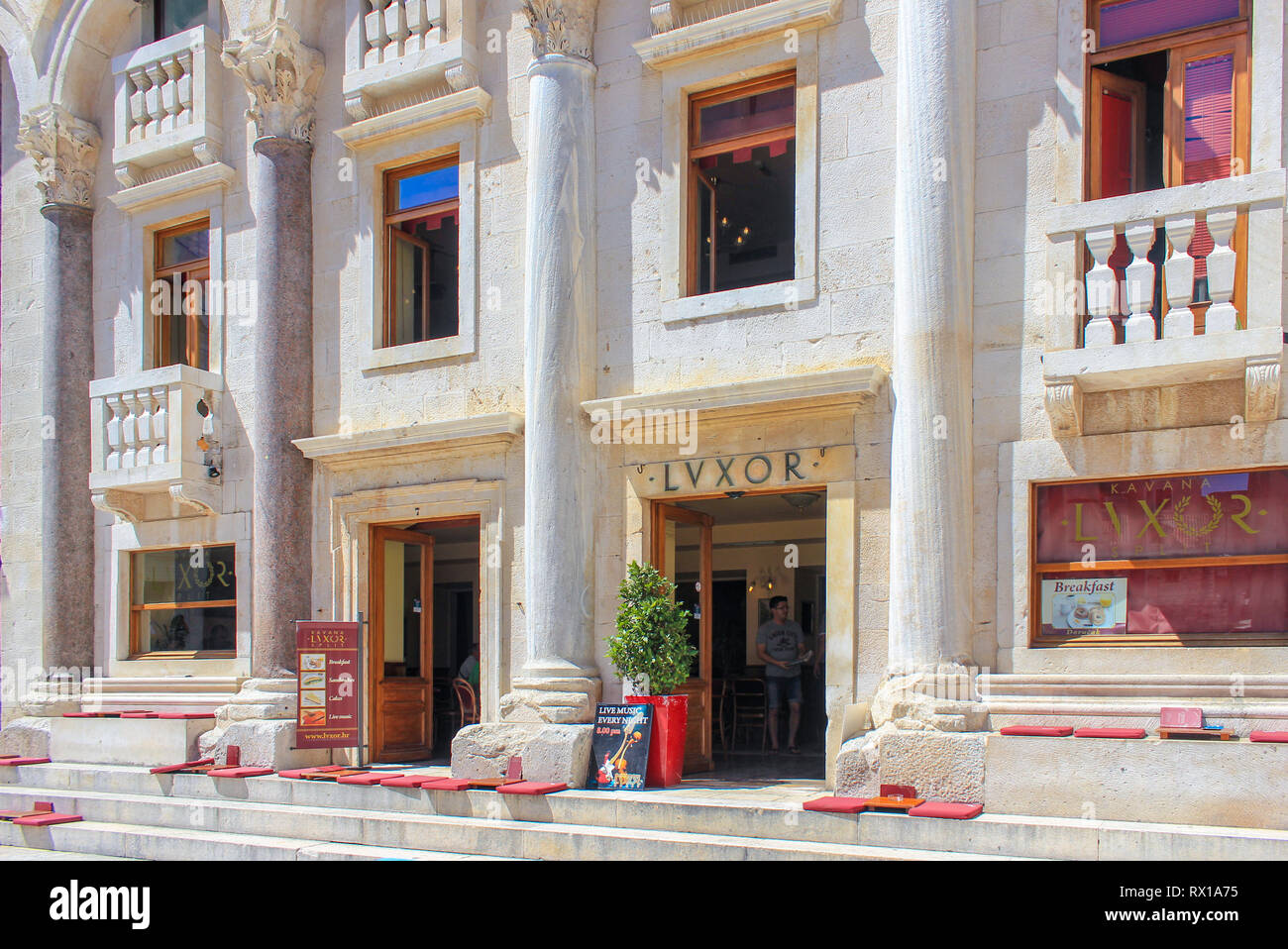 Luxor cafe/bar in the Peristil square at the heart of the Roman ...