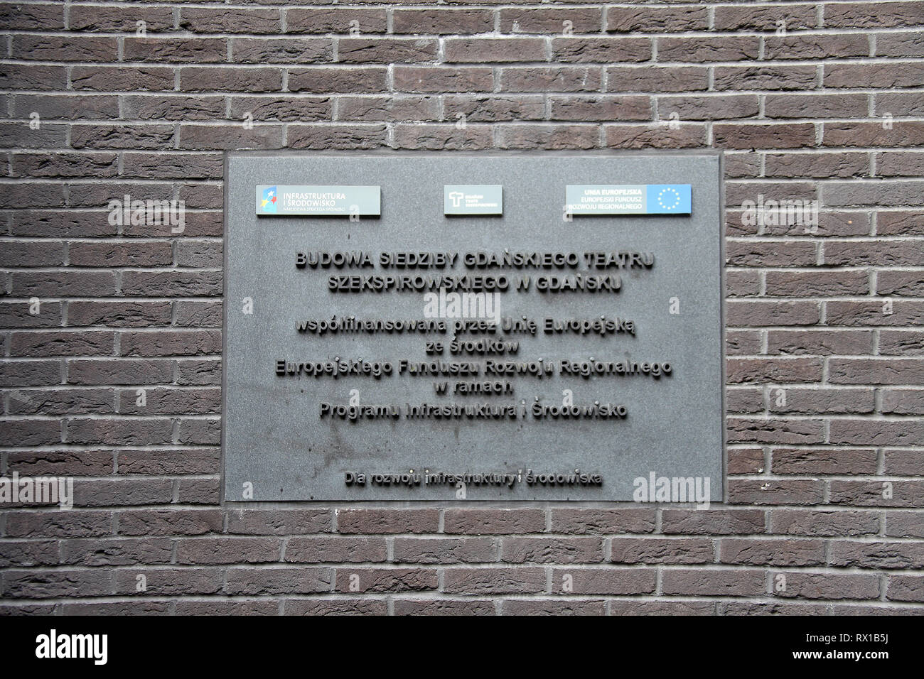 Gdansk Shakespeare Theatre Plaque Stock Photo - Alamy