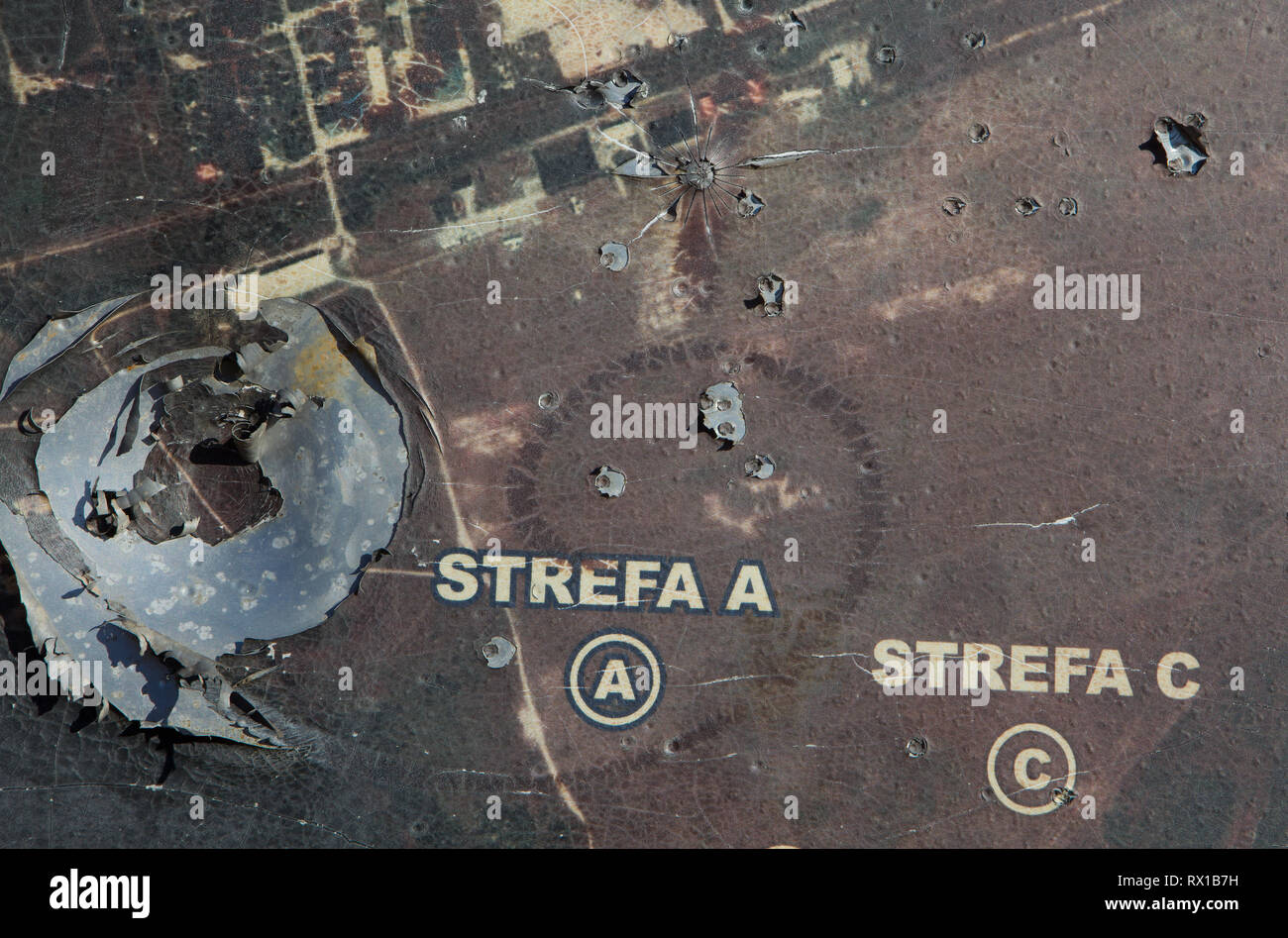 Symbol of war - a staelitary map. Mom and traces of arrows. Fire ...