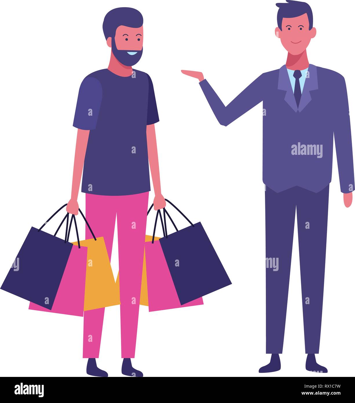 man with shopping bags and supermarket manager Stock Vector Image & Art ...