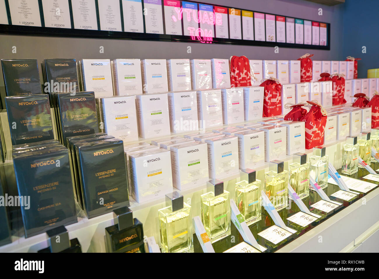 ROME, ITALY - CIRCA NOVEMBER, 2017: goods on display at a NIYO&Co shop ...
