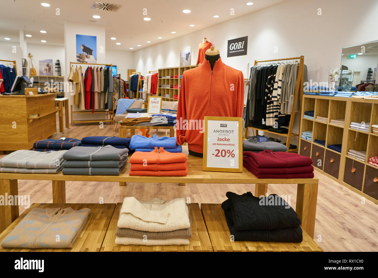 DUSSELDORF, GERMANY - CIRCA SEPTEMBER, 2018: interior shot of Gobi shop ...
