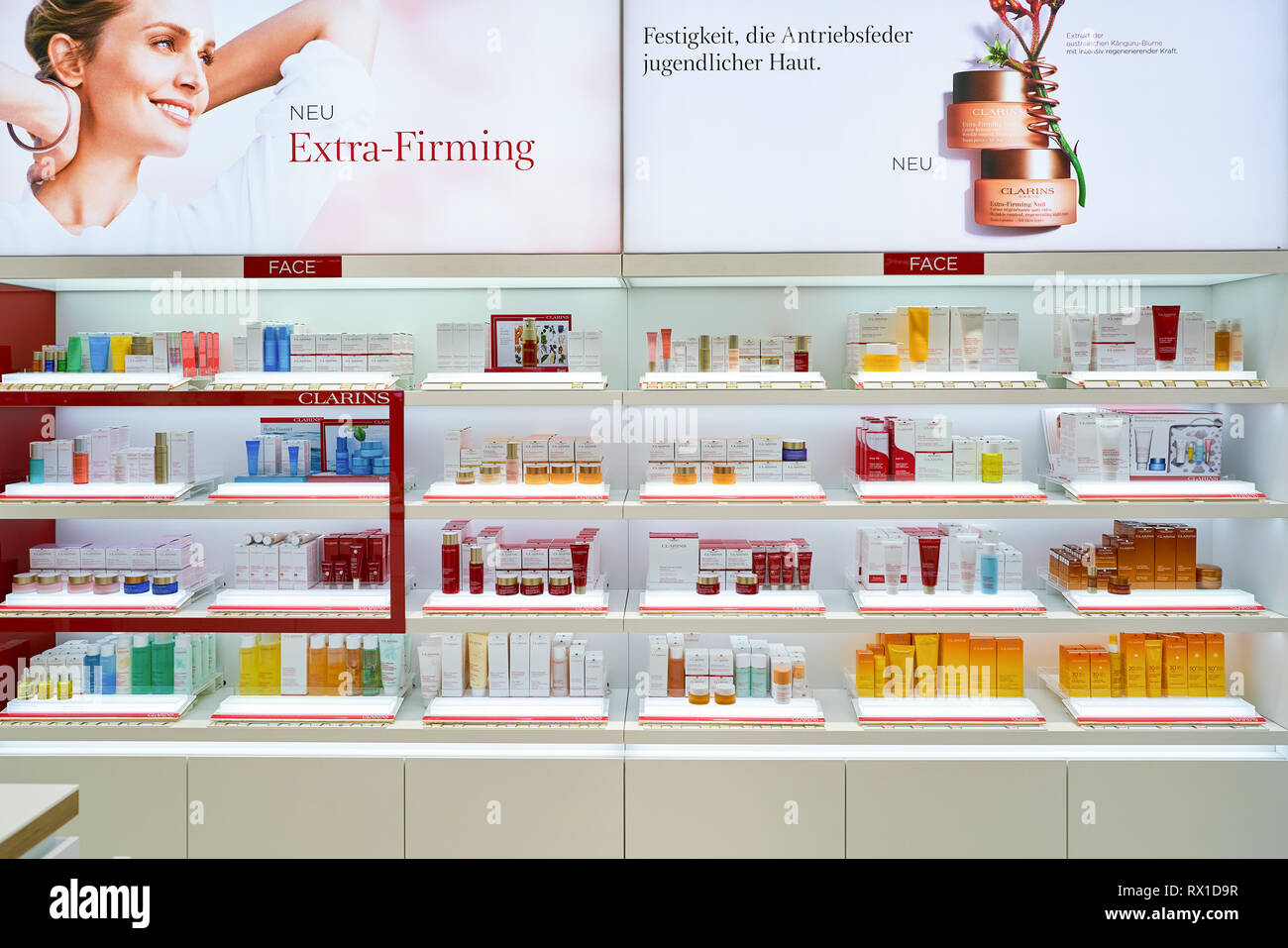 DUSSELDORF, GERMANY - CIRCA SEPTEMBER, 2018: cosmetics on display at ...