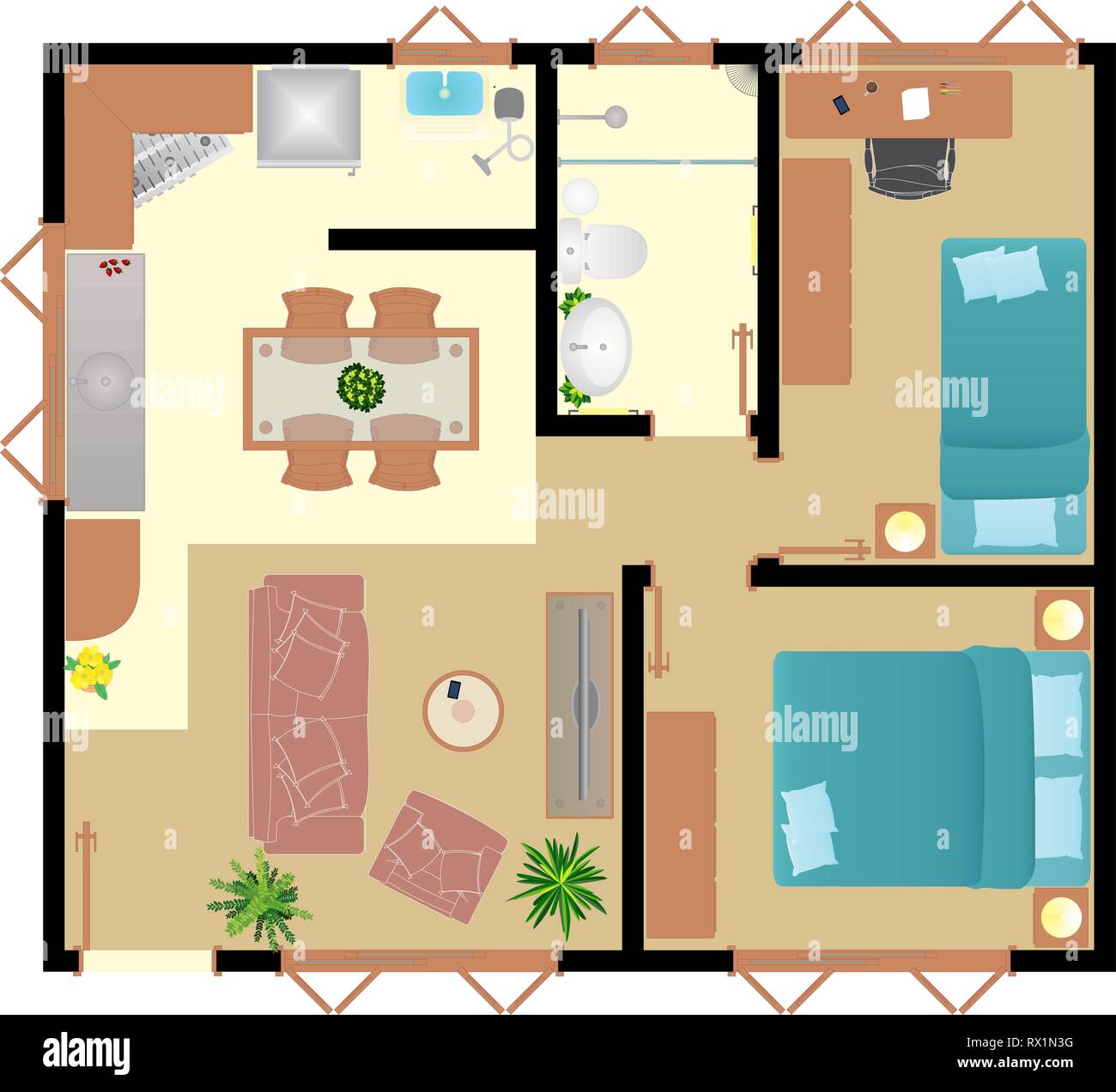 Ground floor plan Stock Vector Images - Alamy