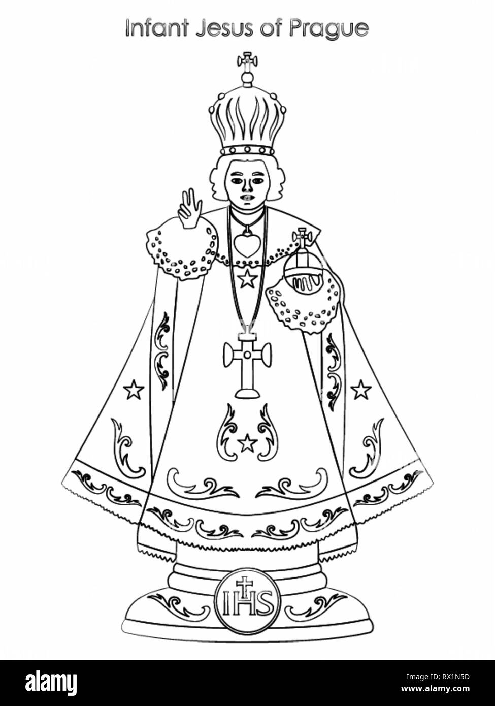 Infant Jesus of Prague. Outline like a brushstrokes Stock Vector Image ...