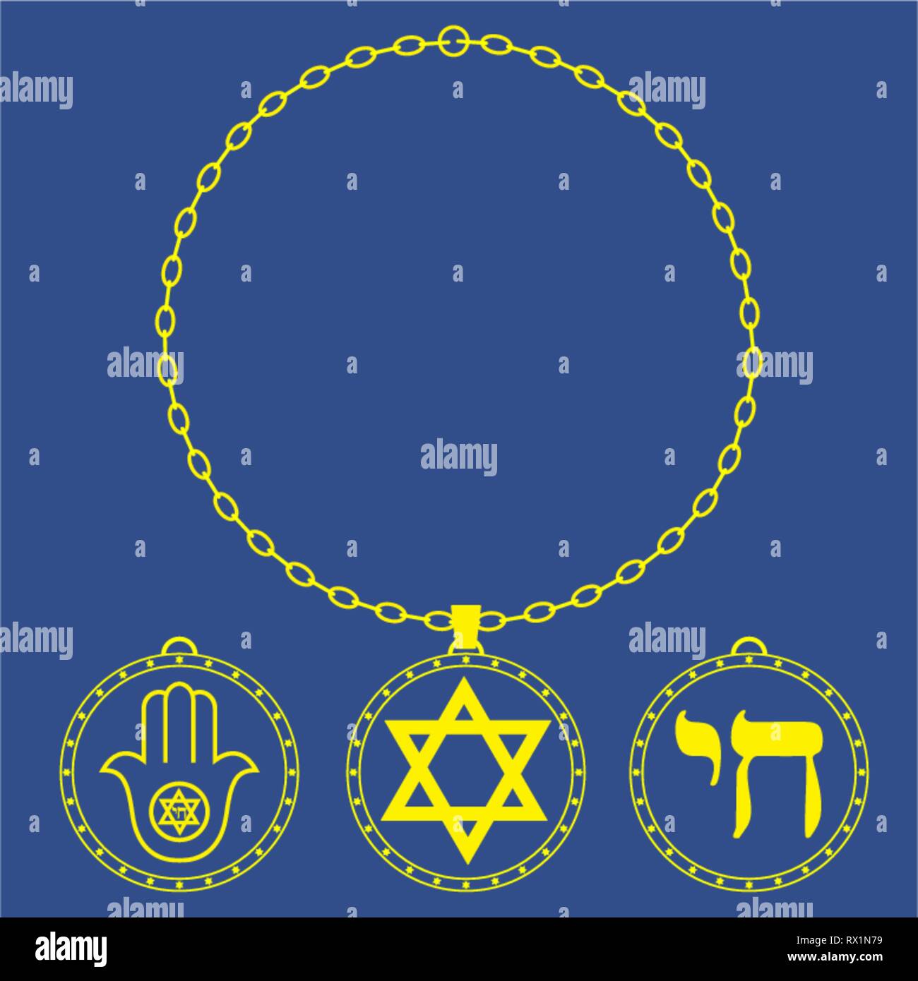 Medal circle chain. Jewish symbols Stock Vector Image & Art - Alamy